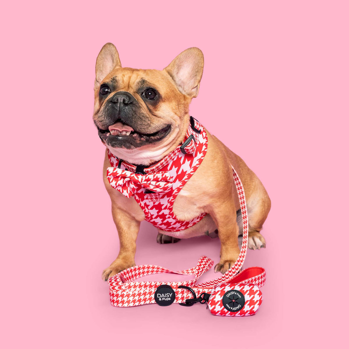 Red Houndstooth - Dog Accessory Set | daisyandpups